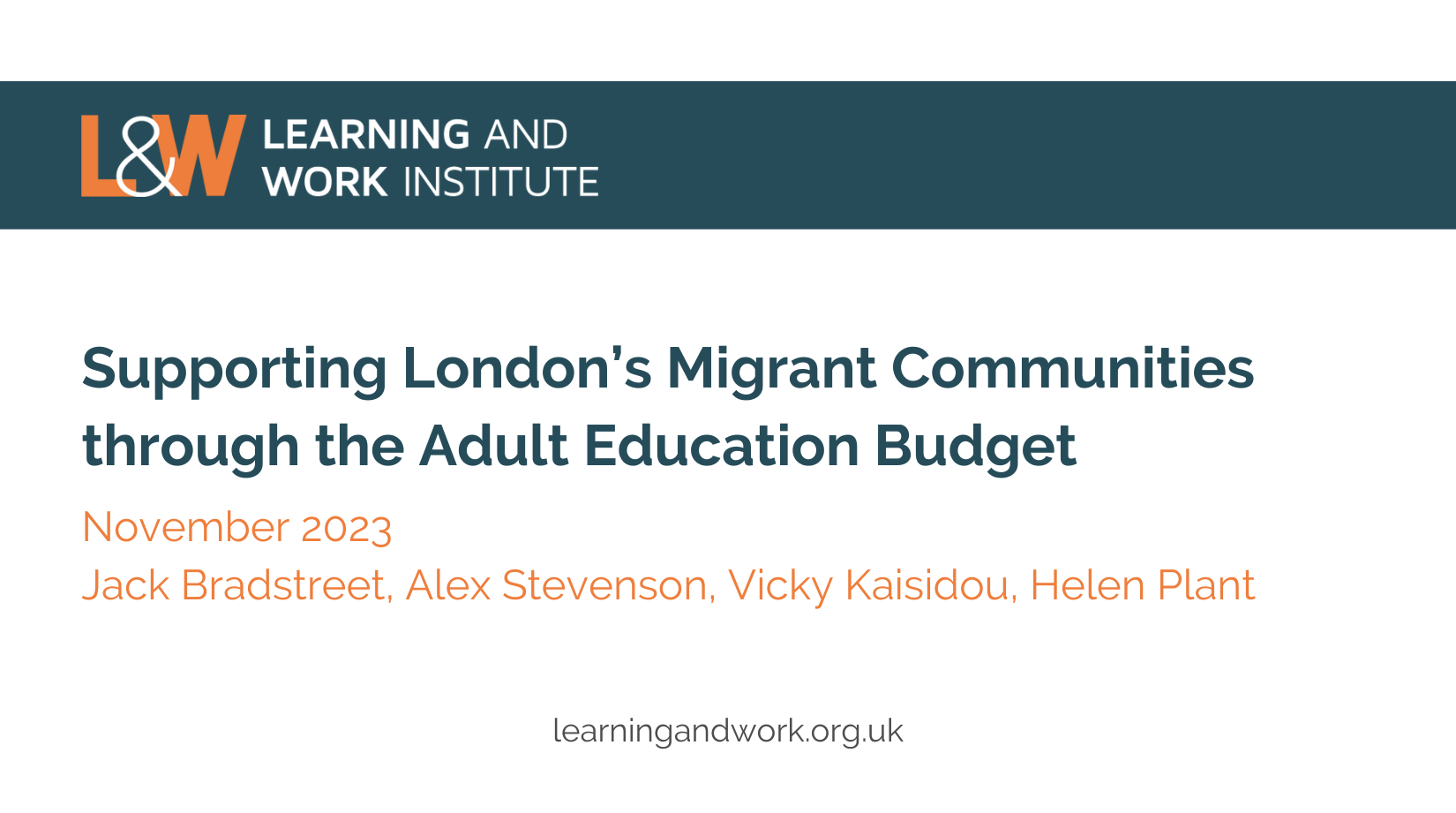 Supporting London’s Migrant Communities through the Adult Education ...